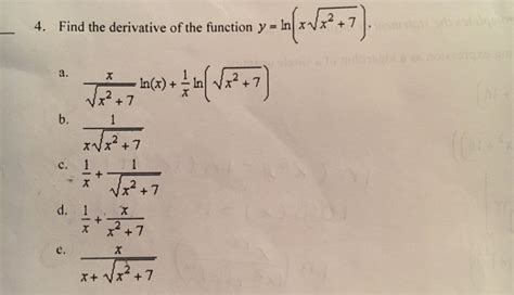 solved find the derivative of the function y ln x