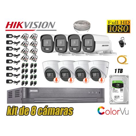 Ripley HIKVISION CÁMARAS SEGURIDAD KIT 8 FULL HD COLORVU VISION