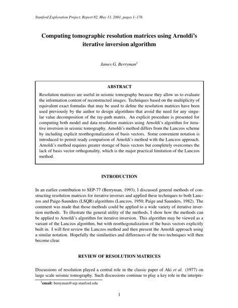pdf computing tomographic resolution matrices using arnoldi s iterative inversion algorithm