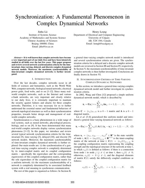 pdf synchronization a fundamental phenomenon in complex dynamical networks