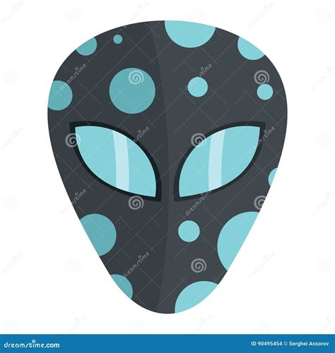 Cartoon Flat Alien Head Isolated On White Background Vector