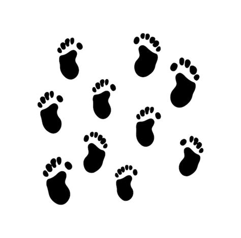 Premium Vector Baby Footprints Silhouette Drawing Print Isolated On