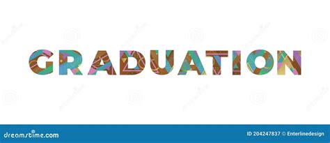 Graduation Concept Retro Colorful Word Art Illustration Stock Vector