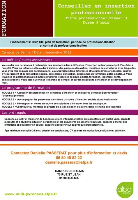 PPT Conseiller En Insertion Professionnelle Titre Professionnel