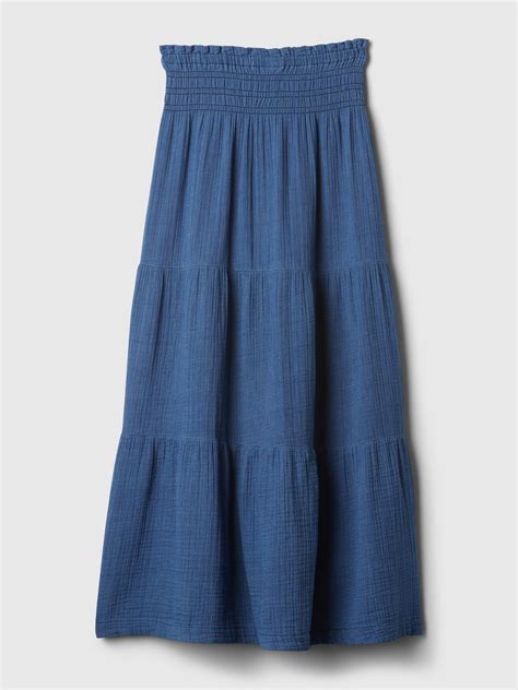Crinkle Gauze Denim Maxi Skirt Gap