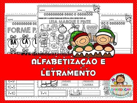 Alfabetização e letramento atividades Natal Dani Educar