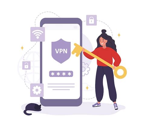 Mulher De Tecnologia Vpn Usando Software Para Proteger Dados Pessoais