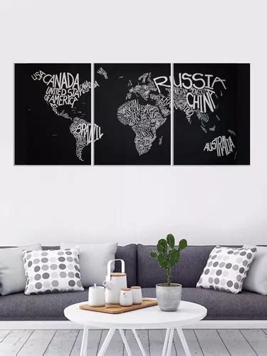 Cuadro Tríptico Decorativo Mapamundi Planisferio Mapa en venta en Tigre