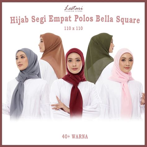 Jual Hijab Segi Empat Polos Bella Square Hijab Jilbab Kerudung