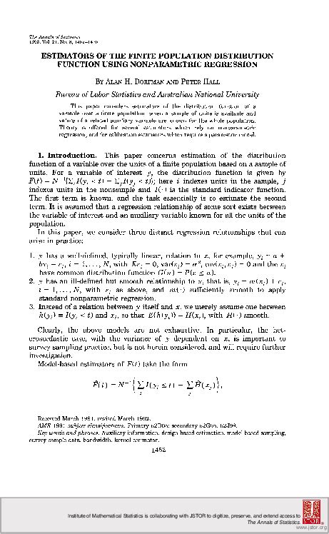 pdf estimators of the finite population distribution function using nonparametric regression