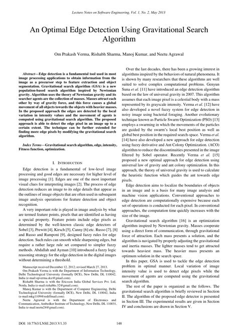 pdf an optimal edge detection using gravitational search algorithm