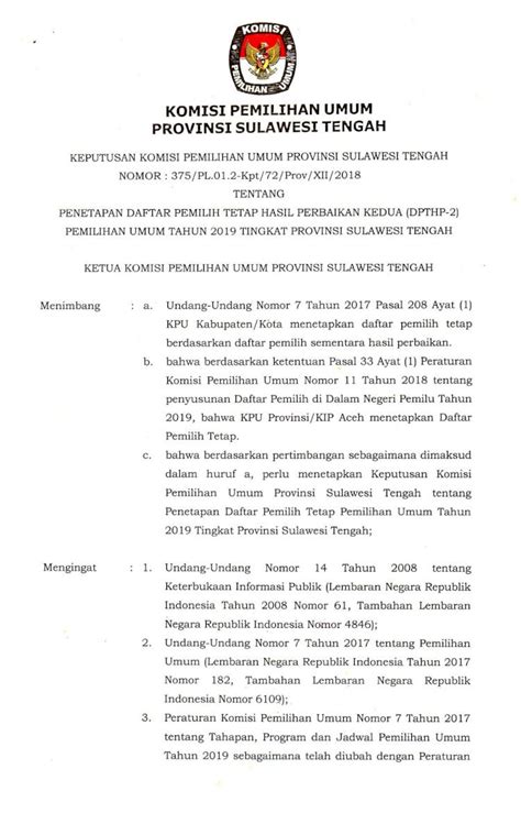 PDF KOMISI PEMILIHAN UMUM PROVINSI SULAWESI TENGAH Penyusunan