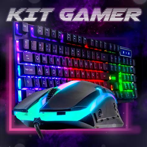 Kit Gamer Teclado Semi Mecânico RGB Mouse Profissional Led Iluminado