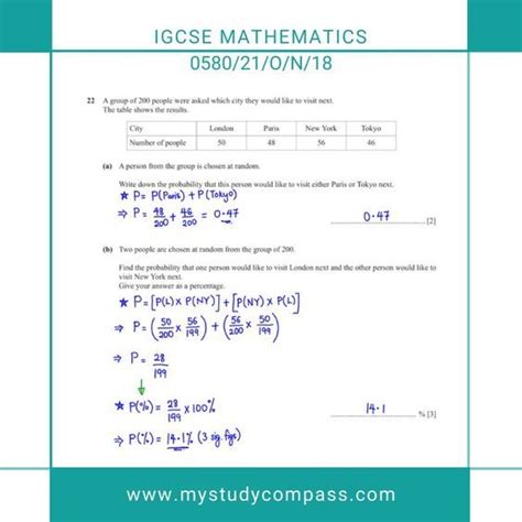 cie igcse maths 0580 21 o n 18 solved past paper q22 a group of 200 people were asked which