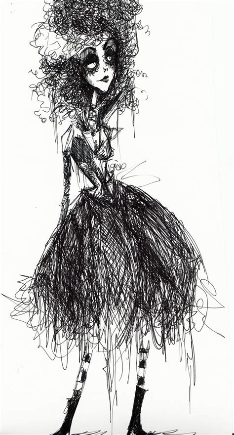 Tim Burton Woman Drawing At Drawing