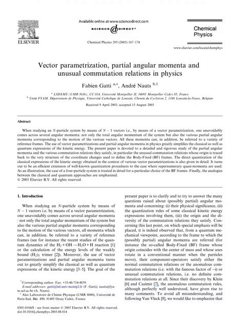 pdf vector parametrization partial angular momenta and unusual commutation relations in