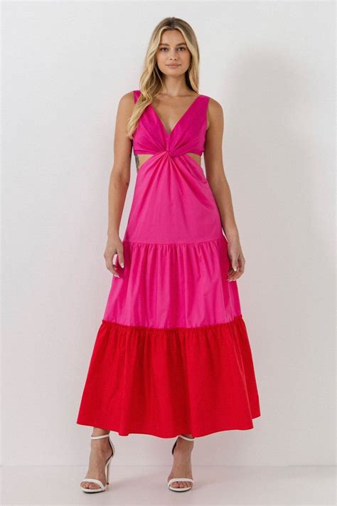 Looking For A Fun And Flirty Maxi Dress Our Twist Cut Out Color Block