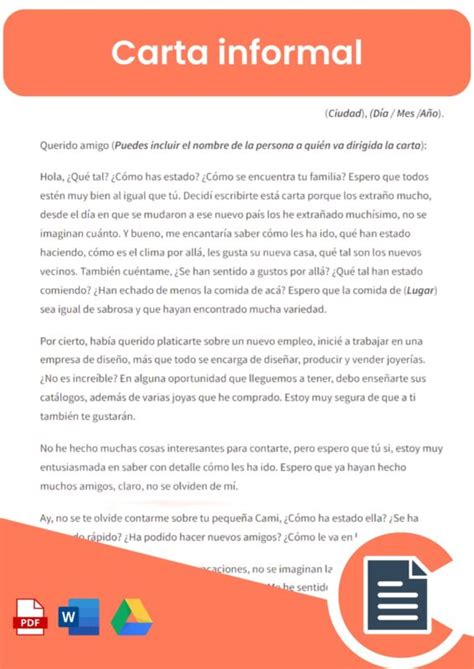 Carta Informal Guías y Modelos Rellena Online Word Pdf