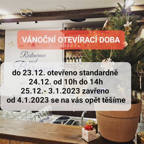 Vánoční otevírací doba 2022 Restaurace pod Borovou