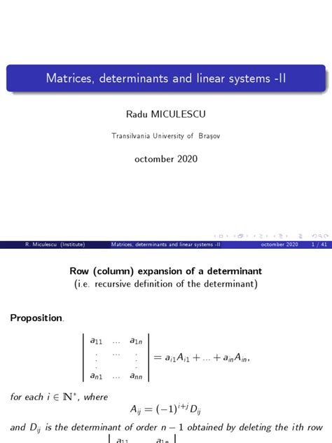 matrices determinants and linear systems ii radu miculescu pdf determinant system of