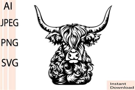 Highland Cow Svg Png Ai Highland Cow Dxf Cow Svg Desing