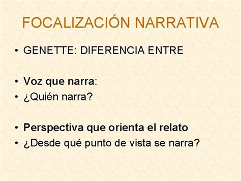 PERSPECTIVA NARRATOLGICA CONCEPTOS FUNDAMENTALES FOCALIZACIN NARRATIVA