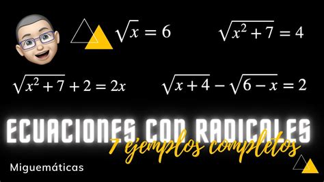 Ecuaciones con RADICALES muy muy fácil 7 ejemplos completos de