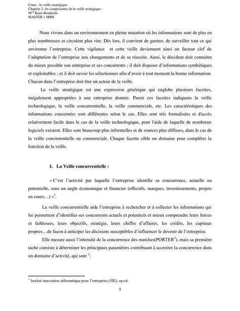 SOLUTION Chapitre 2 Les Composantes De La Veille Strat Gique Studypool