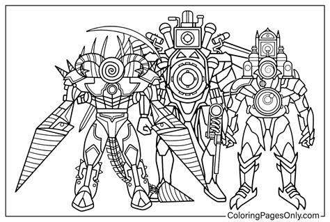 Upgraded Titan Drill Man Titan ClockMan Coloring Page Free Printable