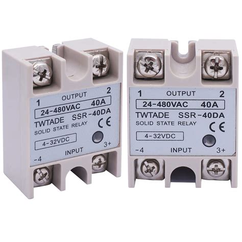TWTADE 2PCS SSR 40 DA 40A DC 3 32V To AC 24 380V SSR Single Phase Solid