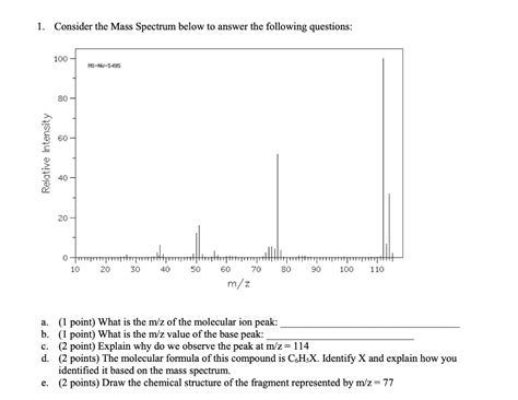 Solved 1 Consider The Mass Spectrum Below To Answer The Chegg