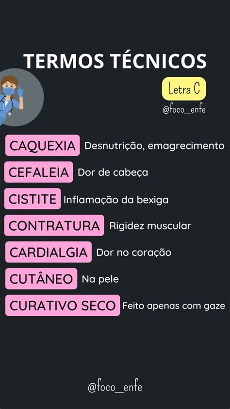 Termos técnicos Letra C Material de enfermagem Tecnico em