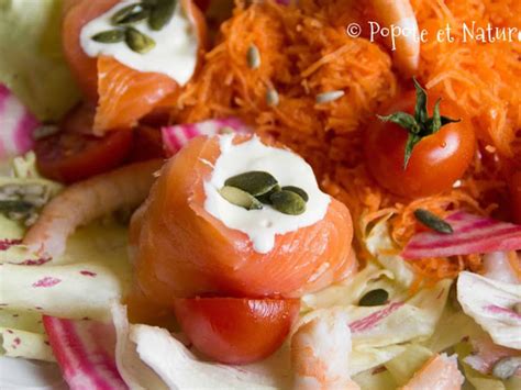 Salade La Truite Fum E Aux Crevettes Au Fromage Frais Et Aux Petits