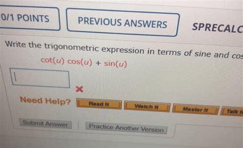 Solved 1 POINTS PREVIOUS ANSWERS SPRECALC Write The Chegg