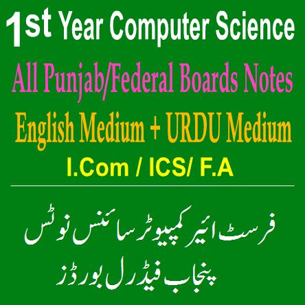 St Year Computer Science Punjab Federal Boards Notes Easy Mcqs Quiz Test