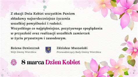 Życzenia z okazji Dnia Kobiet Gmina Wierzbica Portal gov pl