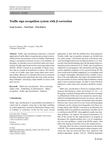 pdf traffic sign recognition system with correction