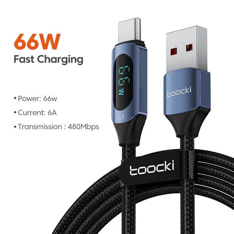 Toocki 100W USB C To USB Type C Cable PD Fast Charging Charger 6A Type