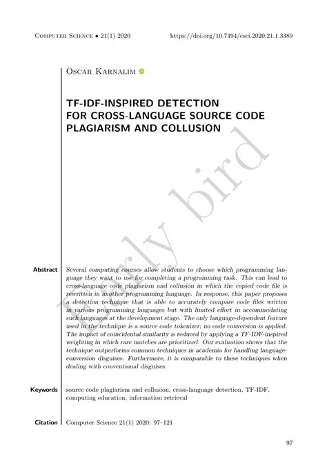 pdf tf idf inspired detection for cross language source code plagiarism and collusion