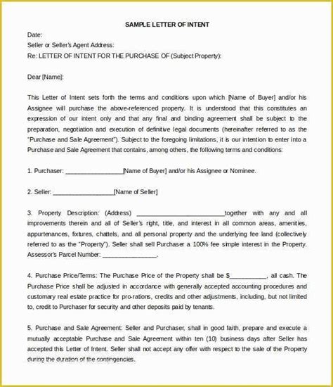 Letter Of Intent To Purchase Business Template Free Of 13 Sample Free