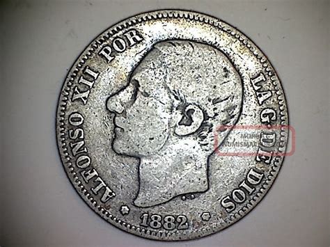 Msm Spain Pesetas Spanish Silver Half Crown King Alfonso Xii
