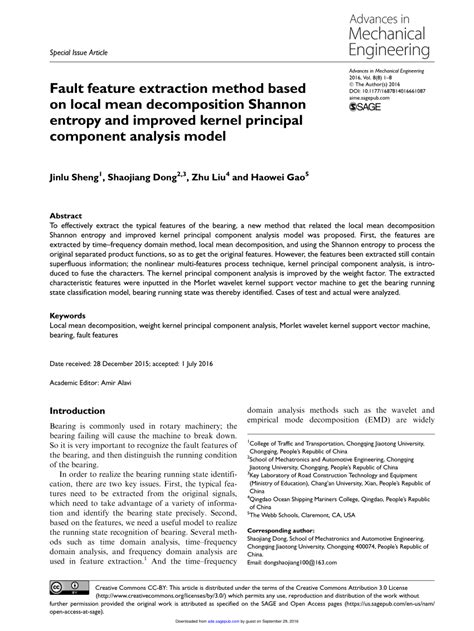 pdf fault feature extraction method based on local mean decomposition shannon entropy and