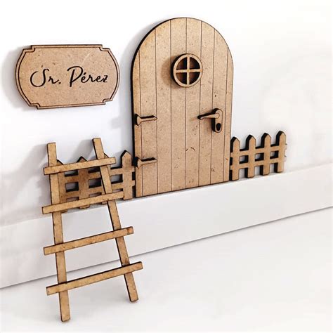 Puerta Ratoncito Pérez Artesanía Plantilla Corte Láser Etsy España