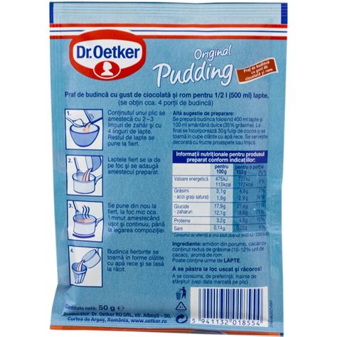 Praf De Budinca Cu Gust De Ciocolata Si Rom Dr Oetker G Emag Ro