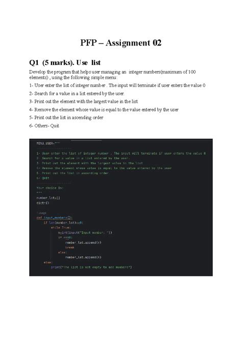 bao cao ass pfp assignment 02 q1 5 marks use list develop the program that helps user