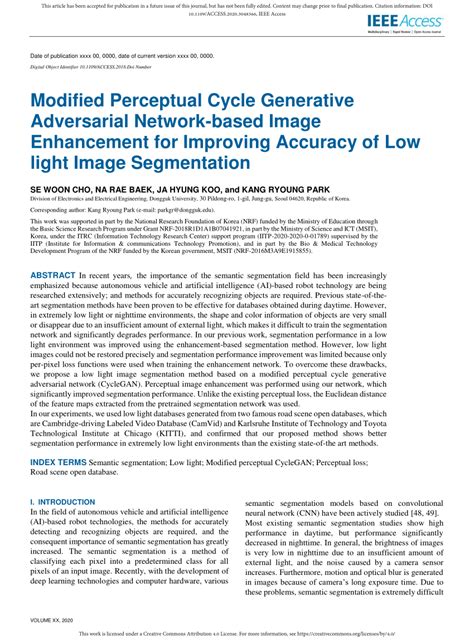 pdf modified perceptual cycle generative adversarial network based image enhancement for
