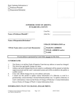 Fillable Online Superiorcourt Maricopa Request To Update The Court With