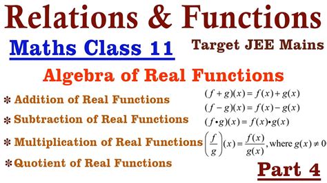 algebra of real functions relations and functions jee mains maths class 11 chapter 2 youtube
