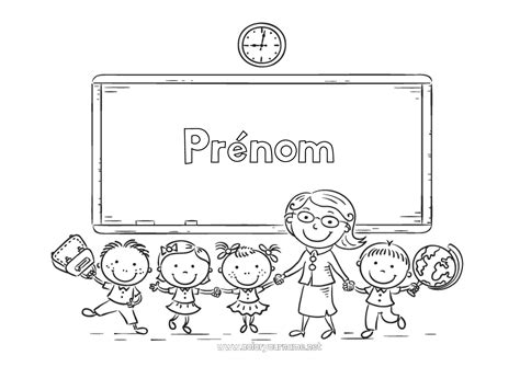 Coloriage n2318 Enfant Maîtresse Maître École