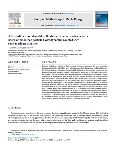 pdf a three dimensional meshless fluid shell interaction framework based on smoothed particle